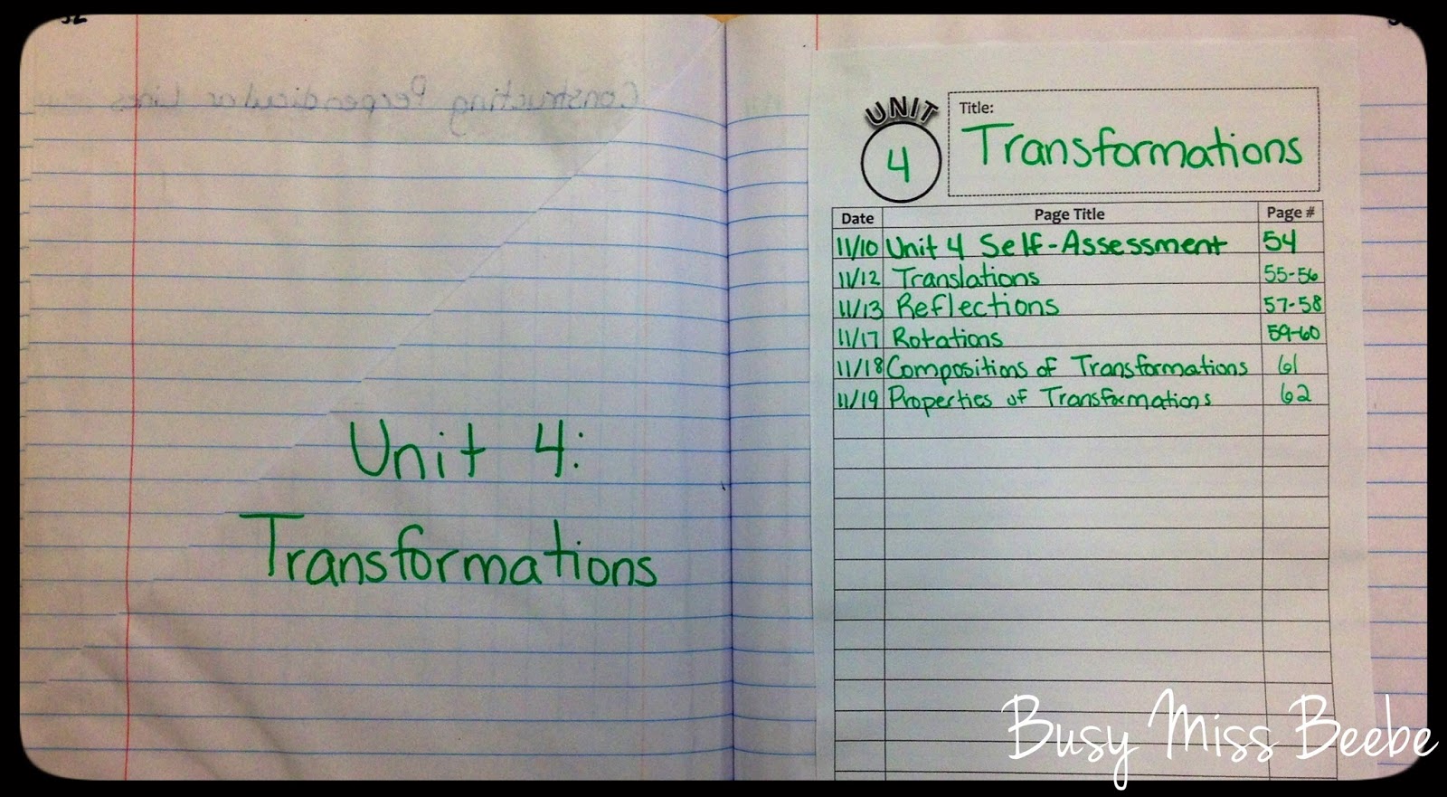 Busy Miss Beebe: 2014-2015 Geometry INB Unit 4 (Transformations)