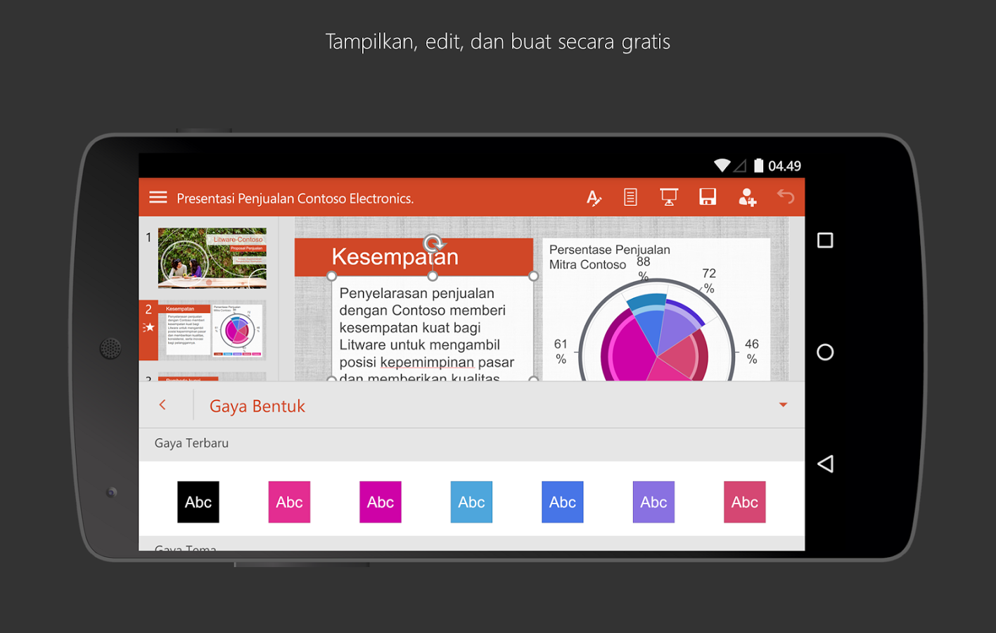 Aplikasi Microsoft PowerPoint asli untuk ponsel dan tablet Android - K.A.C