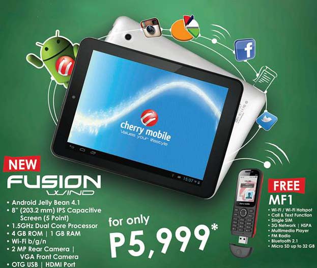 Cherry Mobile Jellybean Tablet Fusion Wind offers decent Specs at ...