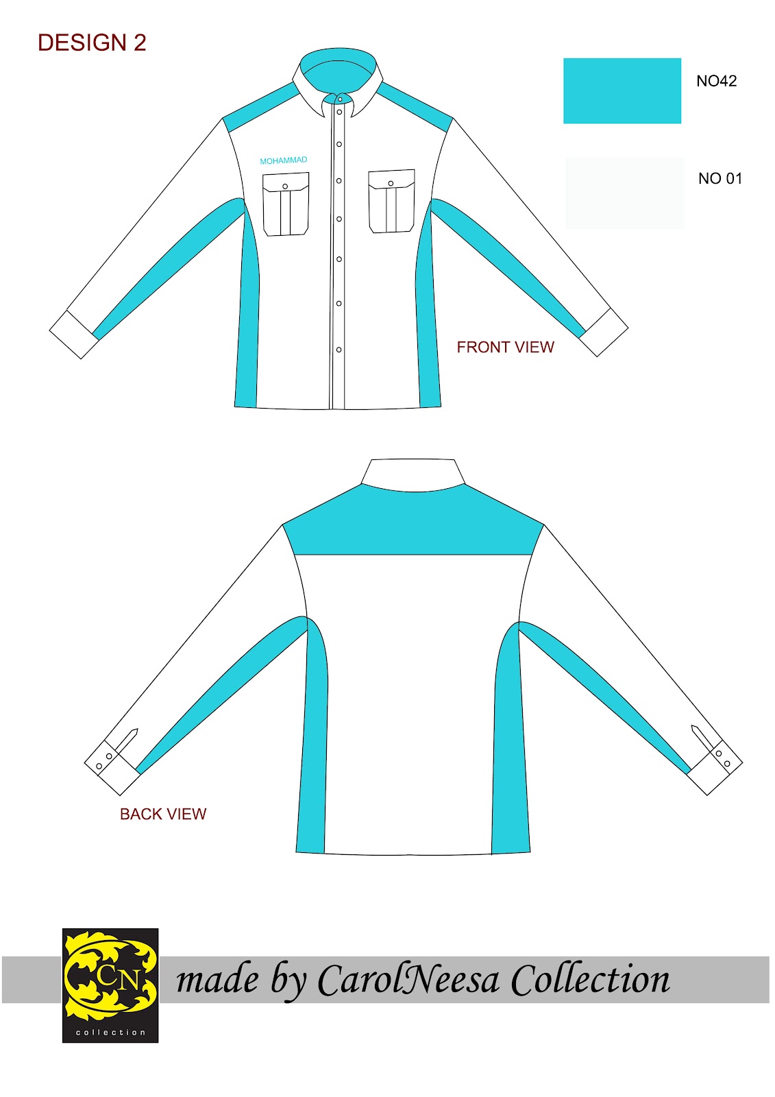 CAROL NEESA COLLECTION: Technical drawing for uniform