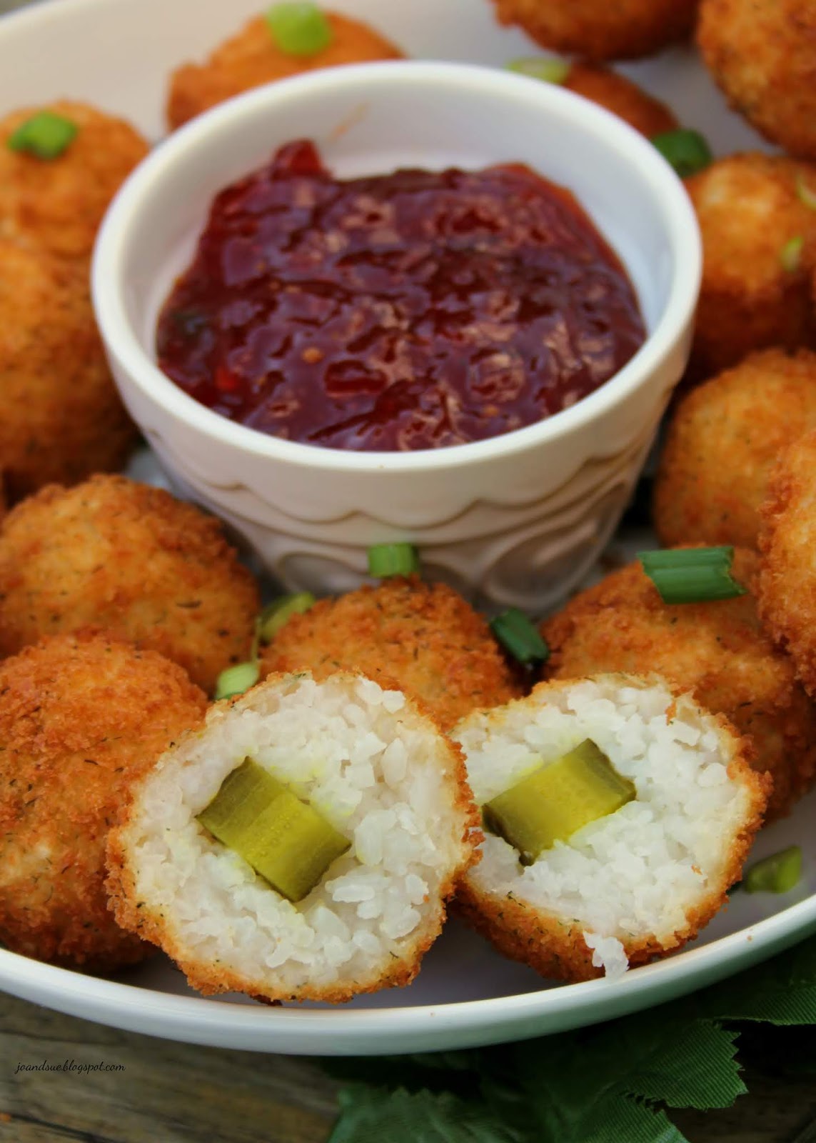 Jo and Sue: Crunchy Pickle Rice Balls with Spicy Red Pepper Jelly