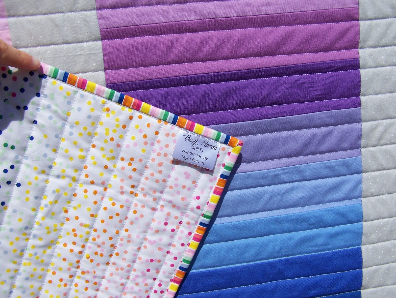 Busy Hands Quilts: Custom Queen Rainbow Strip N Flip Quilt | Finished ...