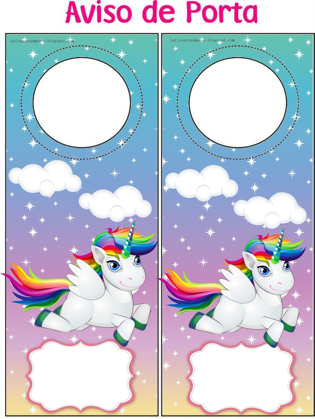 Larissa Era Uma Vez: Kit Digital Grátis para imprimir - Unicórnio parte 1