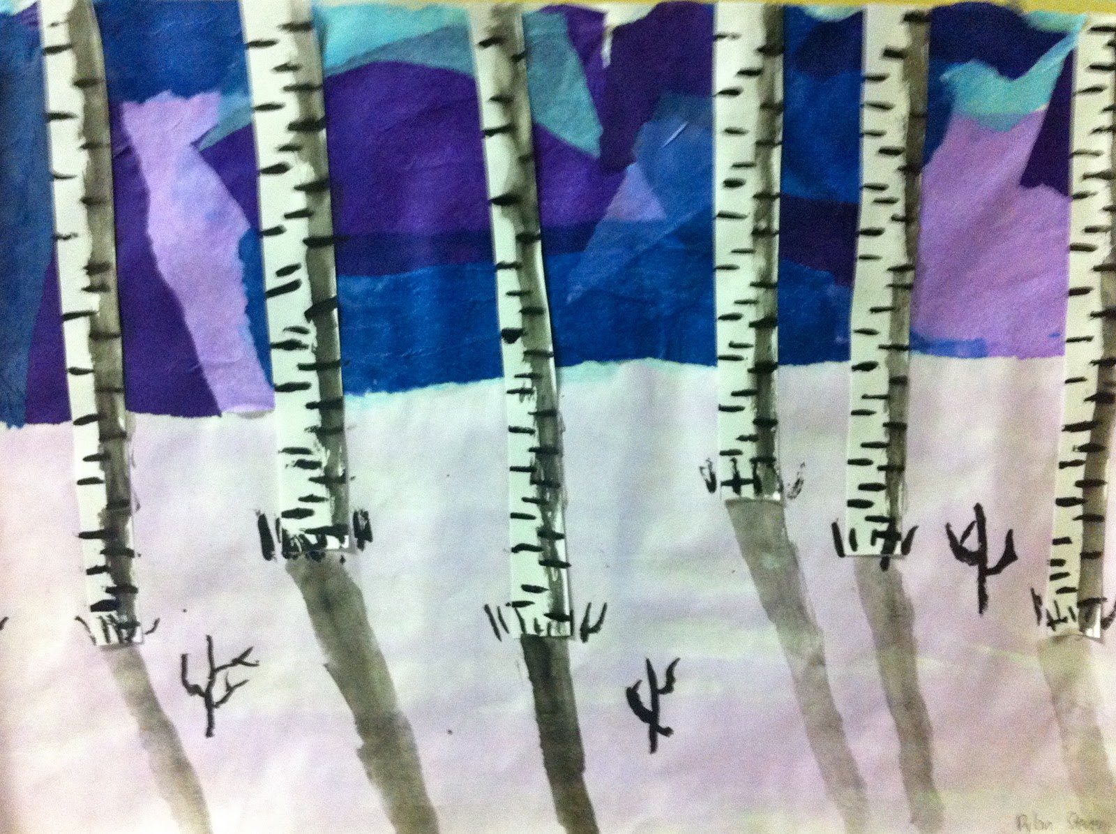 Expression of Imagination: "Winter Birch Trees" by 8th grade