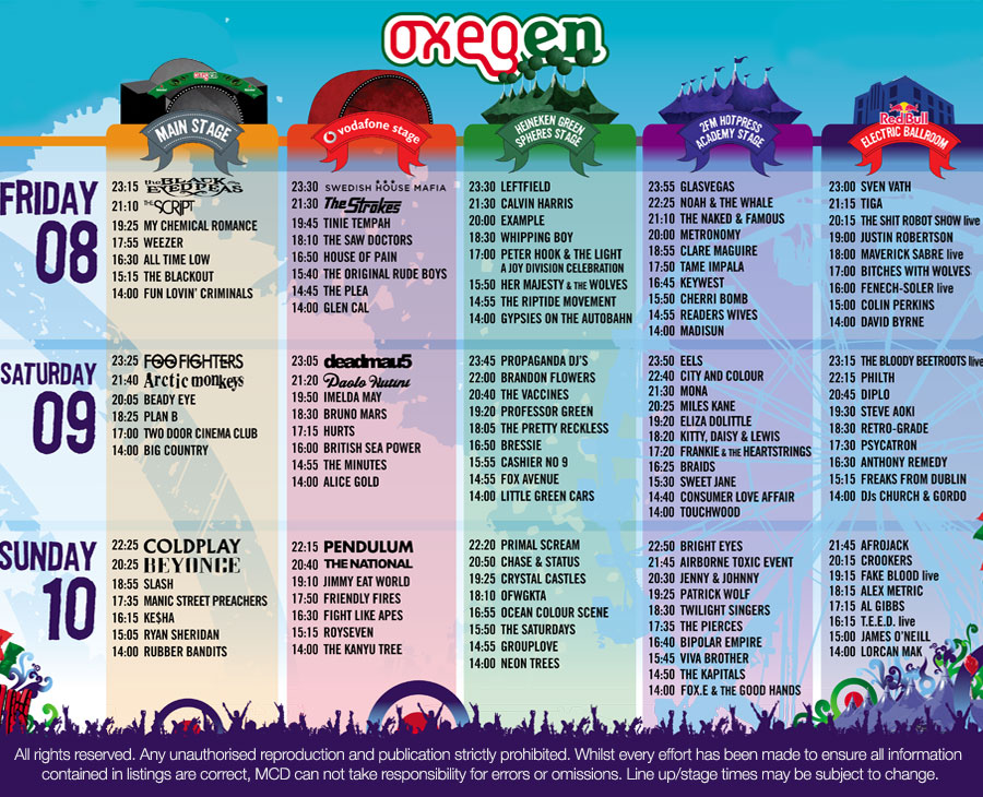 Anchor House Dublin: Oxegen Festival 2011 line up