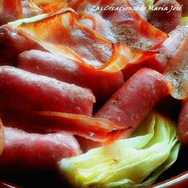 REPOLLO AL HORNO CON SALCHICHAS Y BACON ~ Las Creaciones de María José