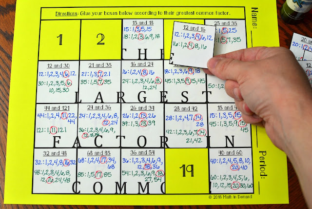 Math in Demand: Greatest Common Factor (GCF) Hidden Message Activity