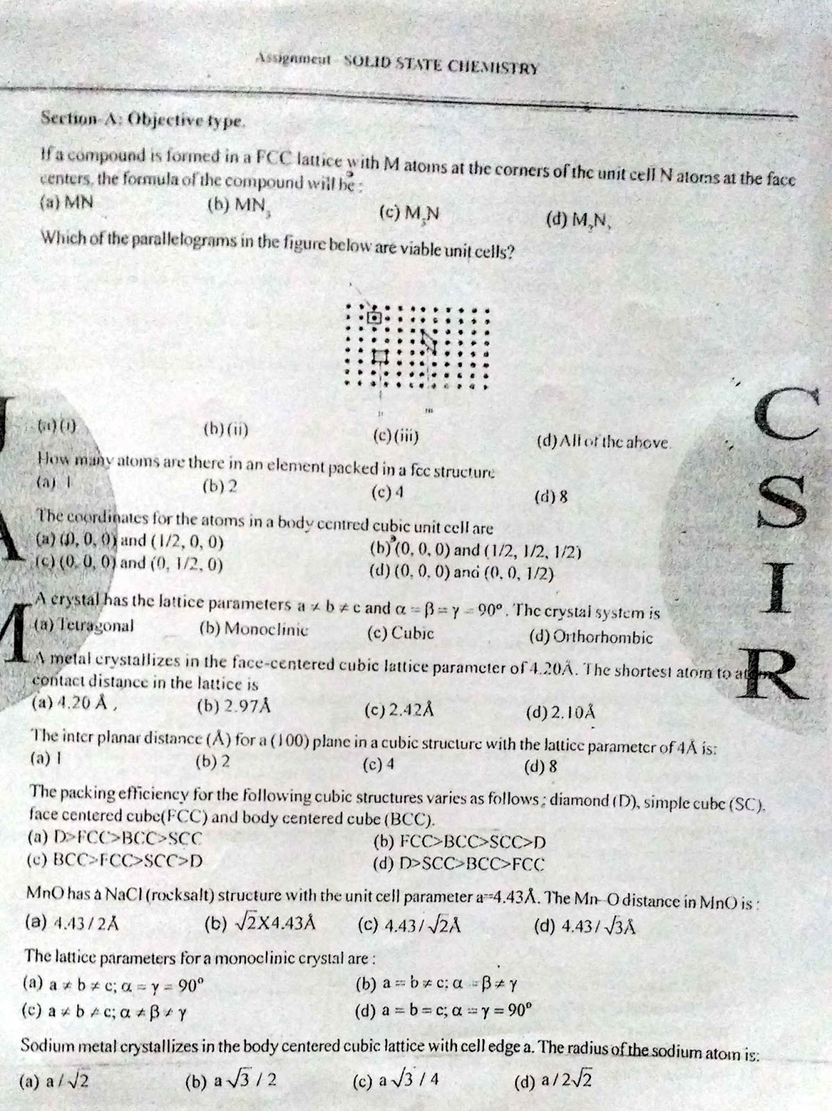 Practice Problems on Solid State - All 'Bout Chemistry