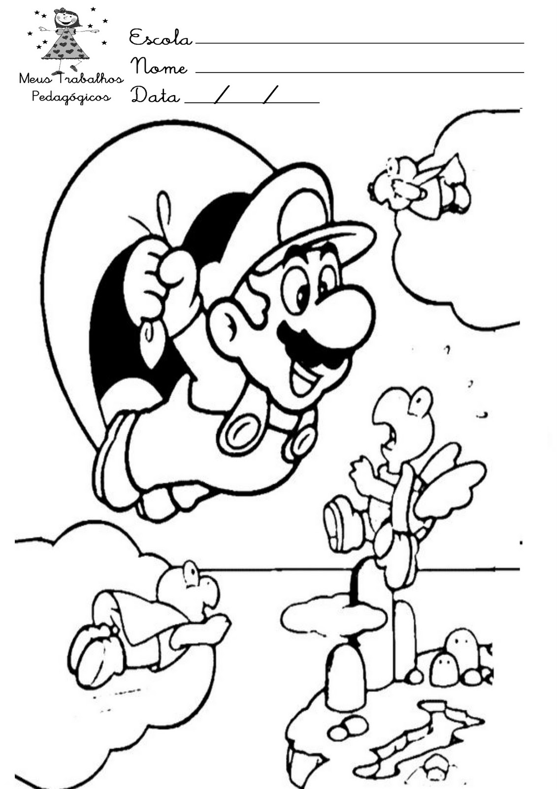 super mario luigi e a princesa Desenhos Desenhar Pintar