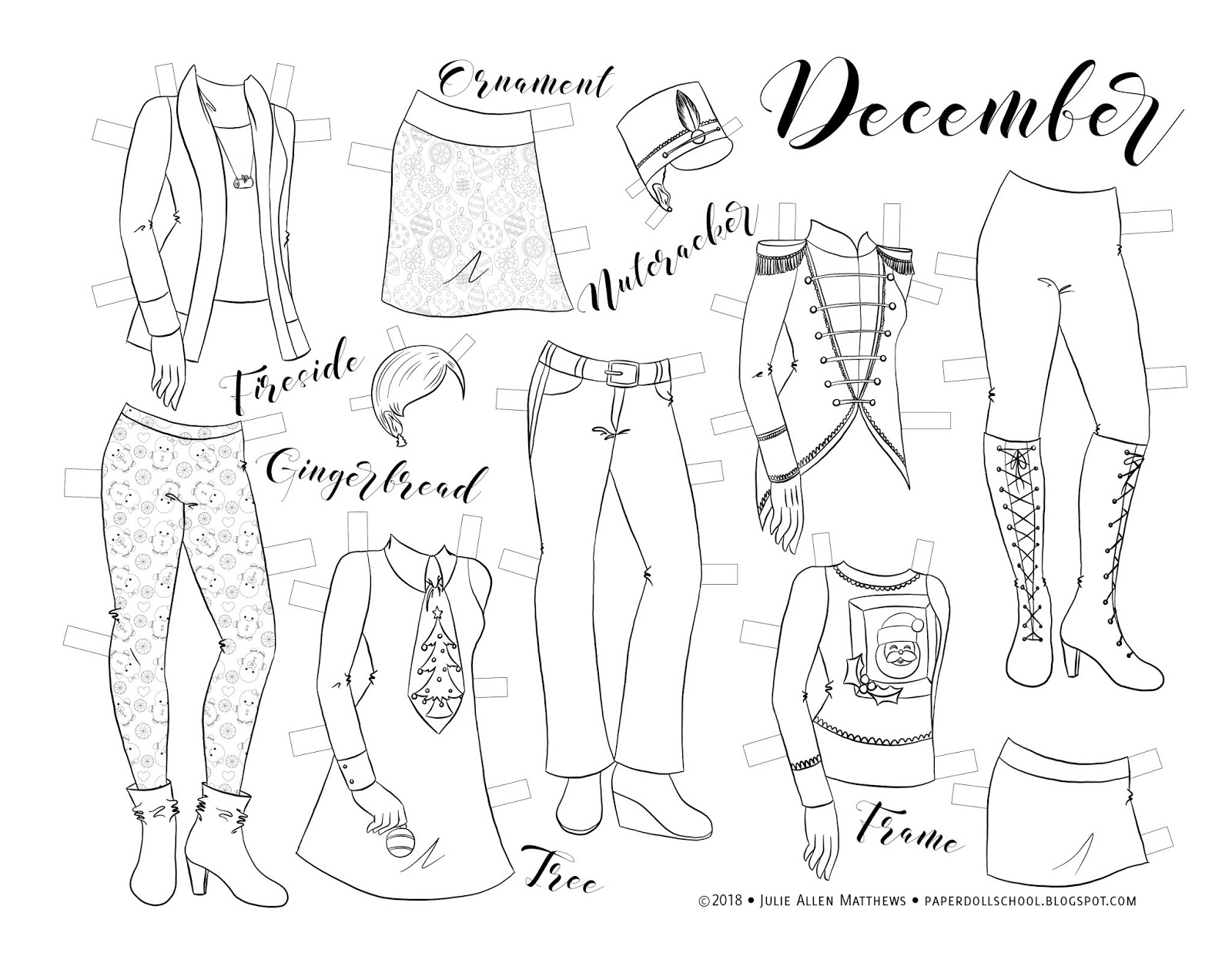 Paper Doll School: December Paper Doll - Set 3
