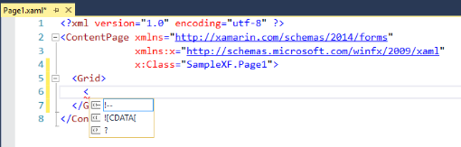 But if you type in the root level of ContentPage, Intellisense will work properly like below
