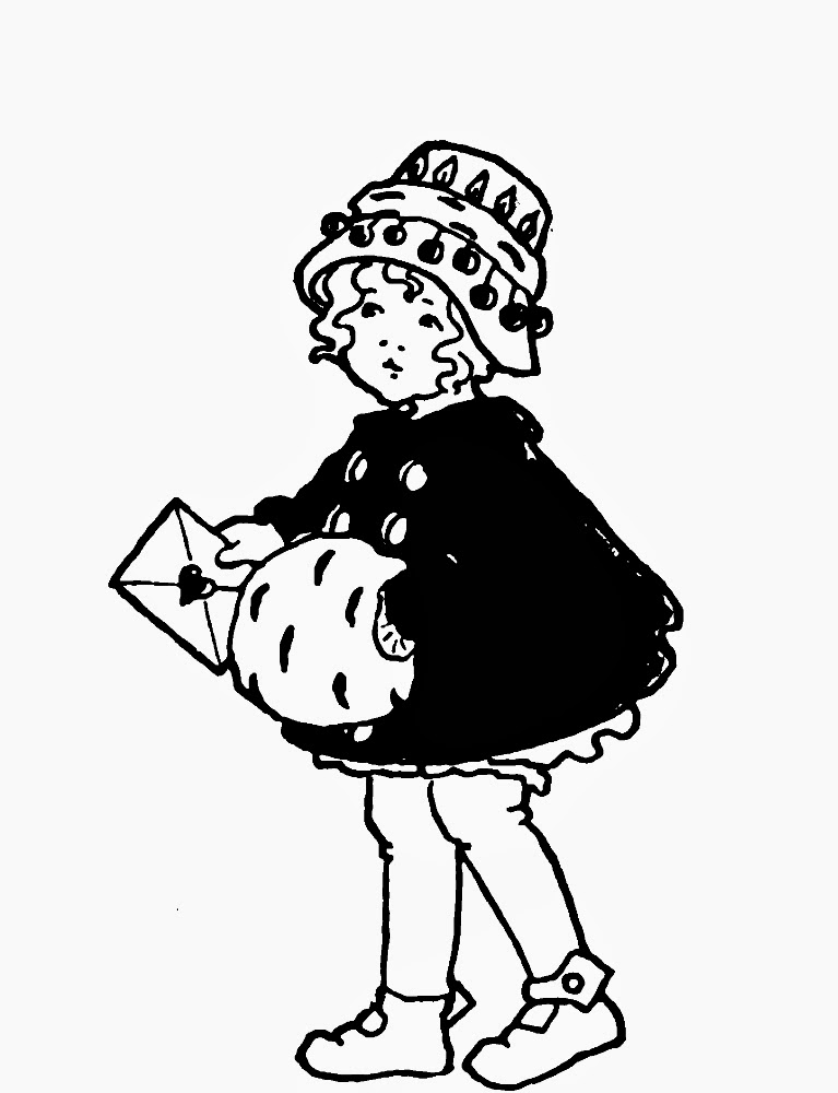 Piešiniai ir darbeliai: Spalvinimo paveikslėlis - Mergaitė su laišku