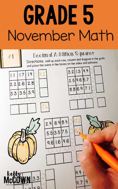 Kelly McCown: November NO PREP Math Packet - 5th Grade