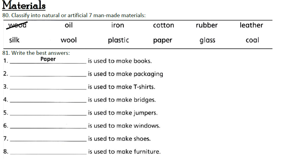 Natural Science 5 grade: 5. MATTER: materials