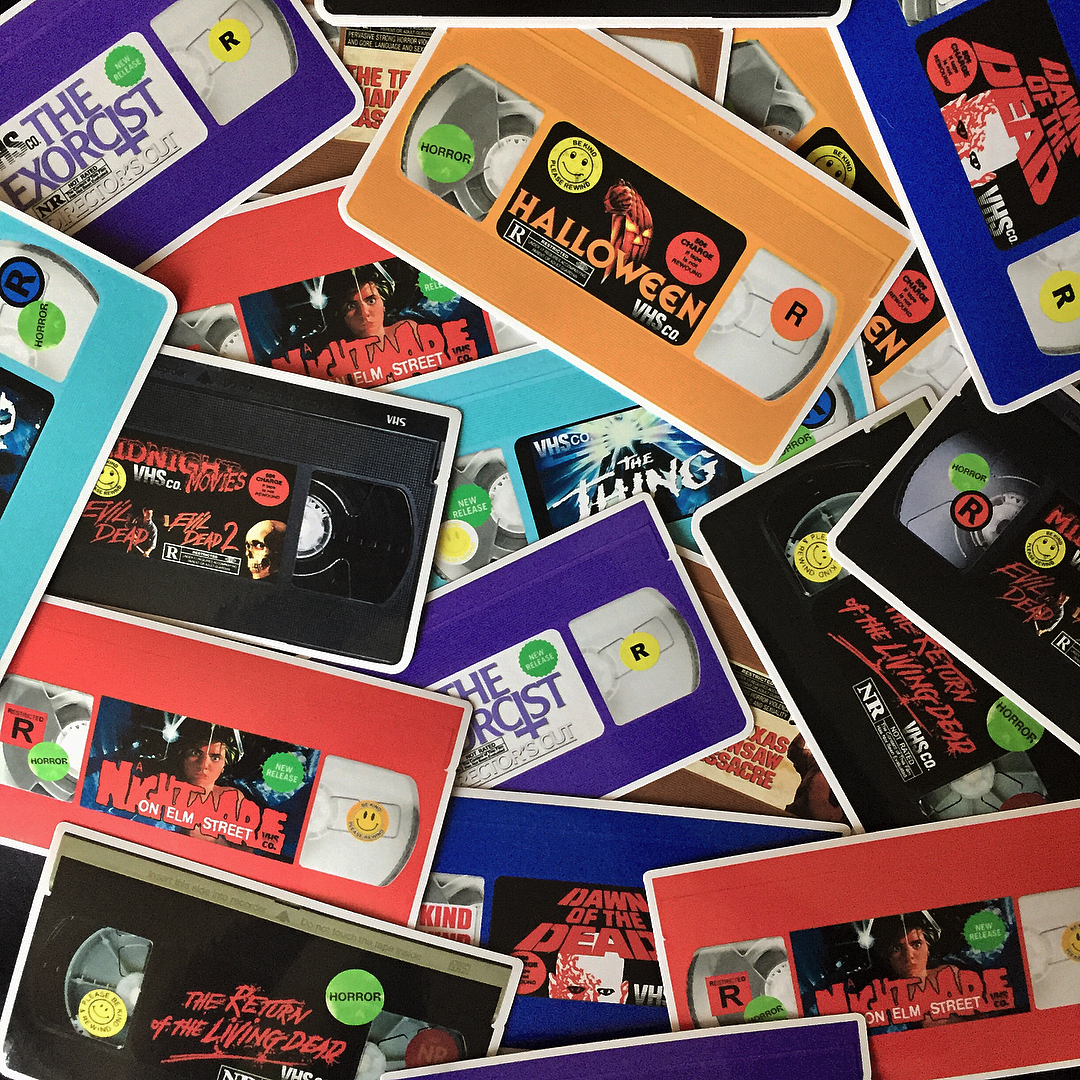 The Horrors of Halloween: HORROR VHS STICKERS by VINYL HELL STICKER CO.