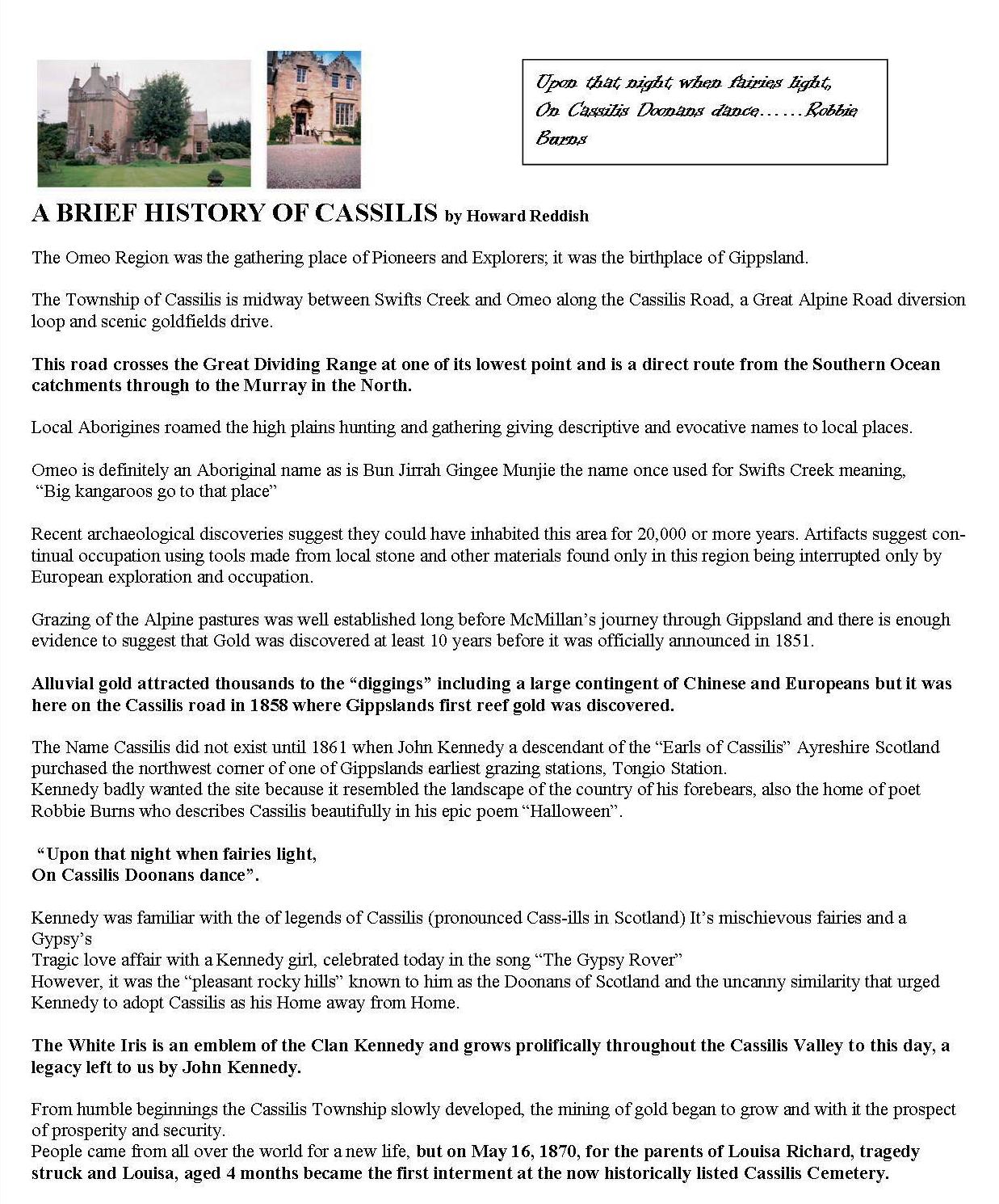 Cassilis-History-Stories: A Brief History of Cassilis