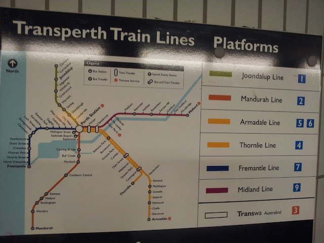Transperth runs Metro trains and TransWA operates country trains.