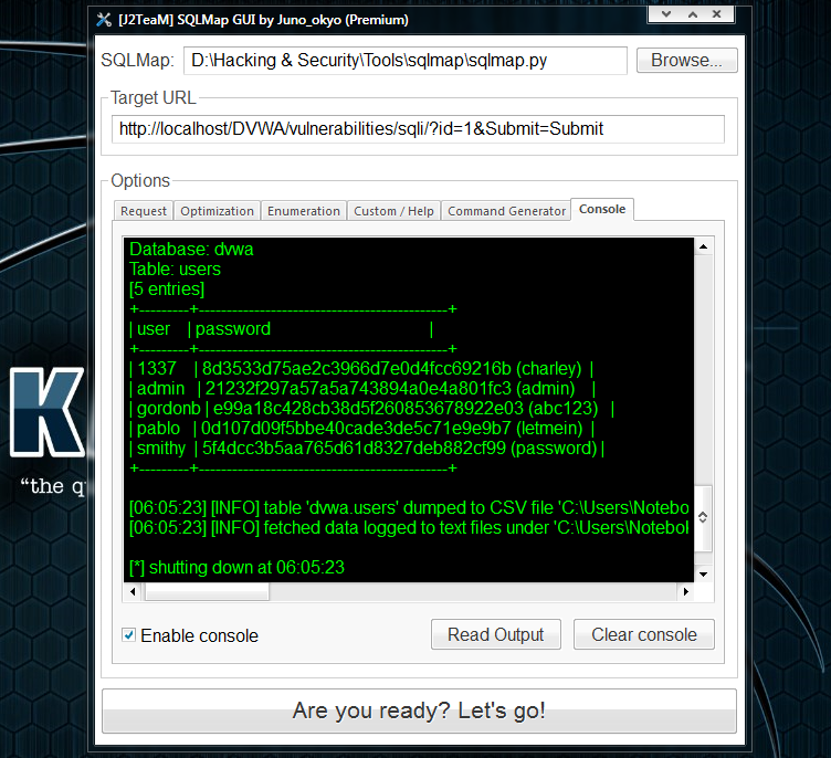 [J2TeaM] SQLMap GUI by Juno_okyo - Juno_okyo's Blog
