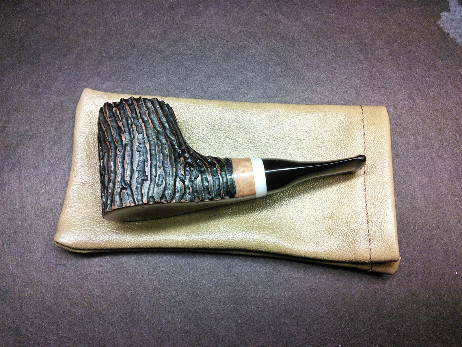 Rex Walden Pipes: Rex Walden Dark Bark Poker Tobacco Pipe handmade USA