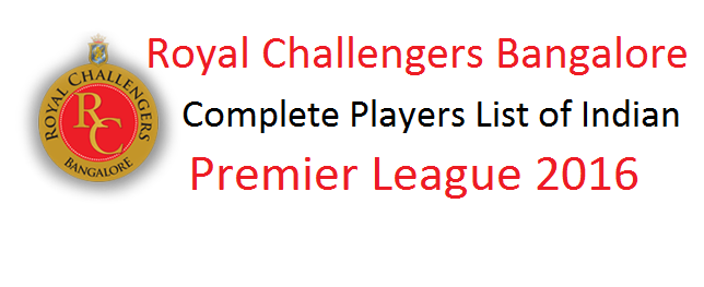 Royal Challengers Bangalore Team 2016 Players List - Today Match ...
