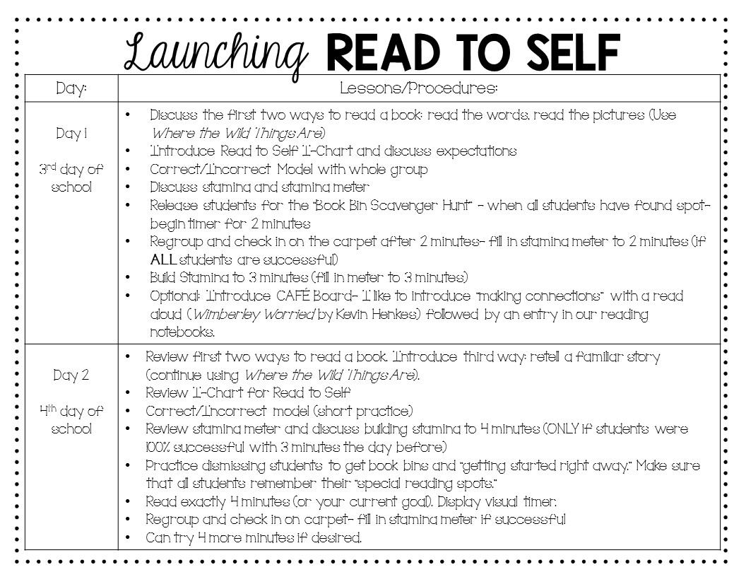 Daily 5 Read To Self