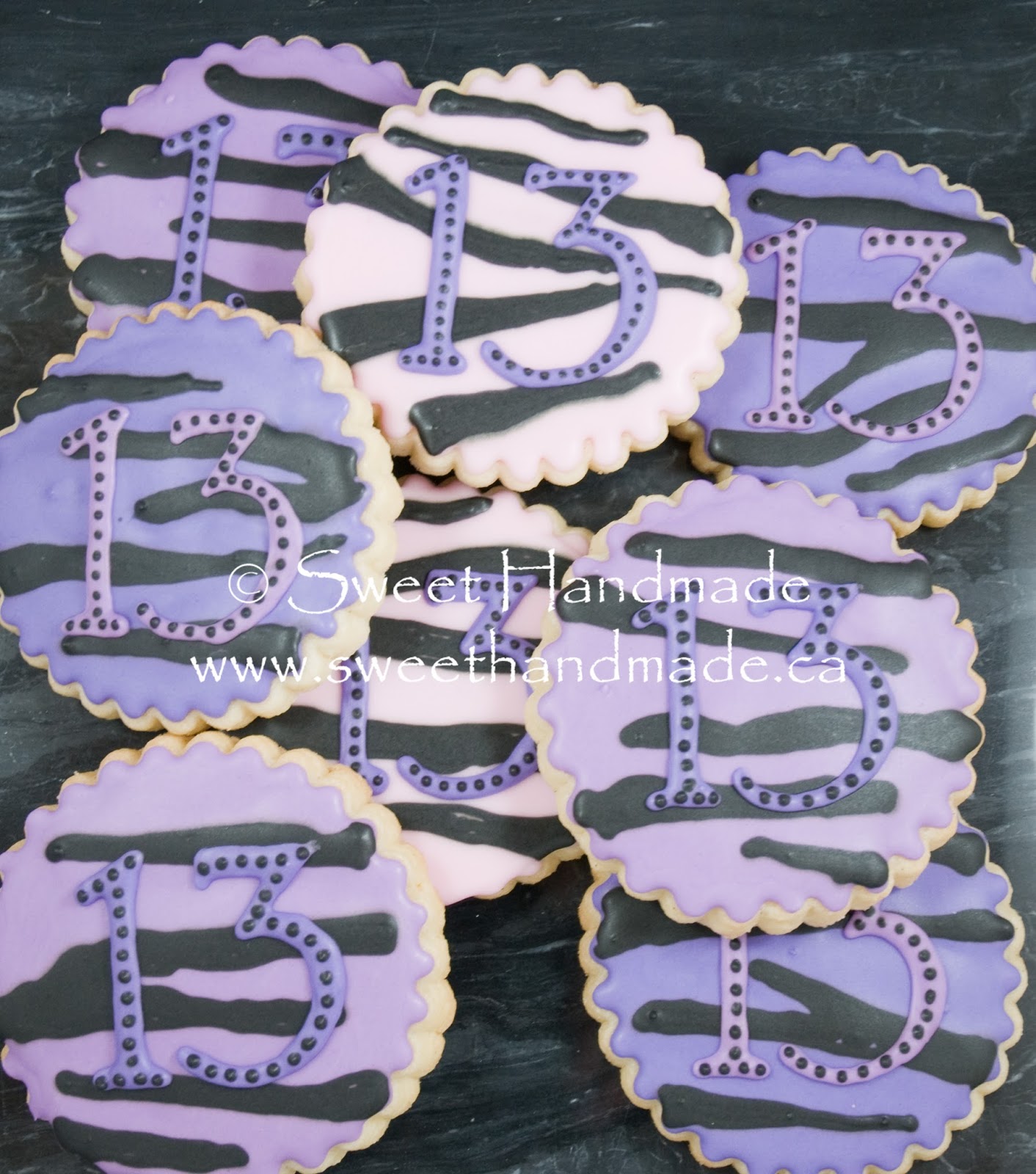 Sweet Handmade Cookies: 13th Birthday Cookies in Purple and Pink Animal ...