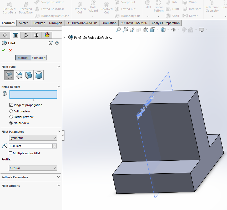 First time using solidworks!: Fillets, Chamfers, Lofts and Shells