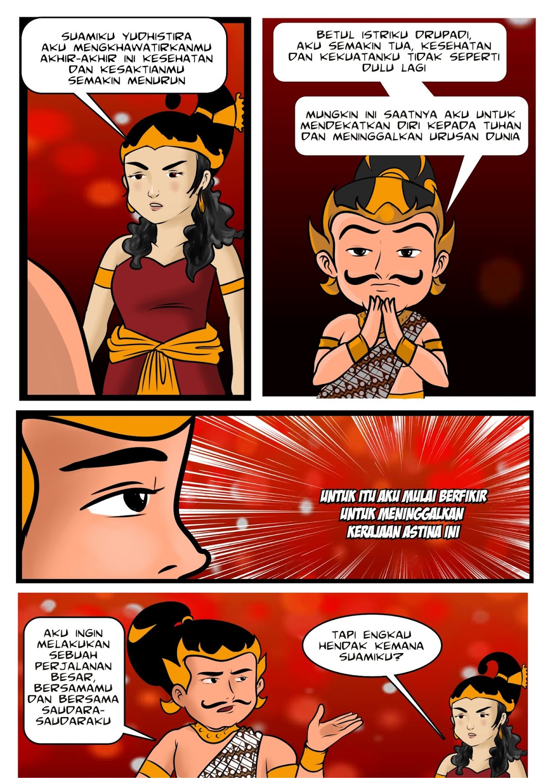 Contoh komik pesanan bertema wayang : "mengenalkan sifat pandawa mealui ...