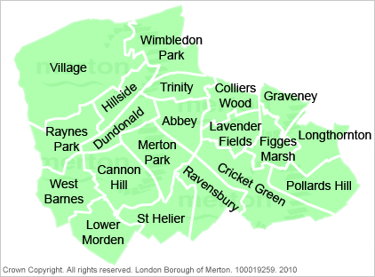 Merton Map Region Political | Map of London Political Regional