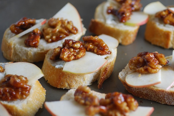 Gorgonzola, Spicy Candied Walnut & Apple Crostini - Always Order Dessert