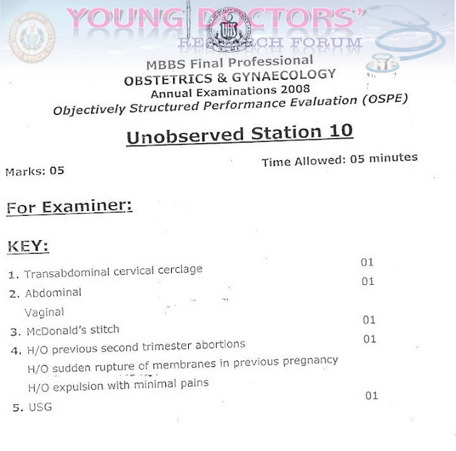 Solved Gynecology and Obstetrics OSPE by UHS - Set 2 ~ YOUNG DOCTORS' RESEARCH FORUM