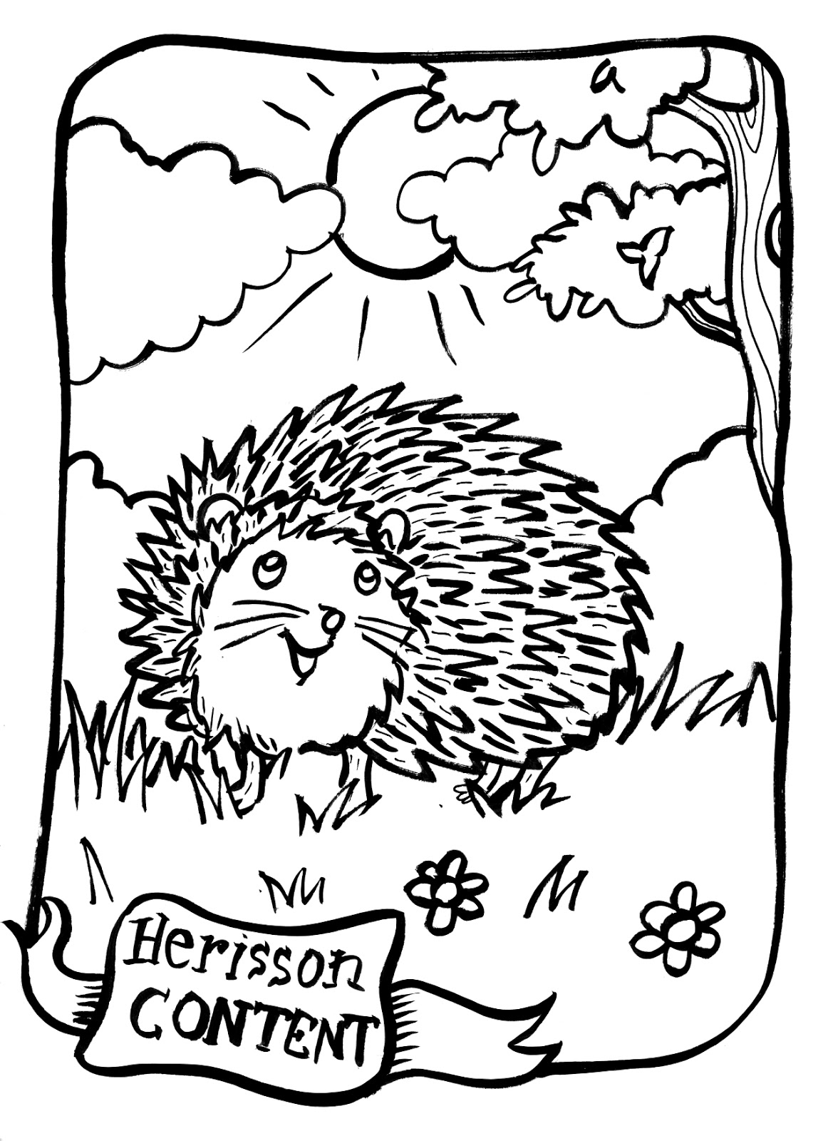 marion de castillon: Coloriage du mercredi : un hérisson content marion de castillon: Coloriage du mercredi : un hérisson content