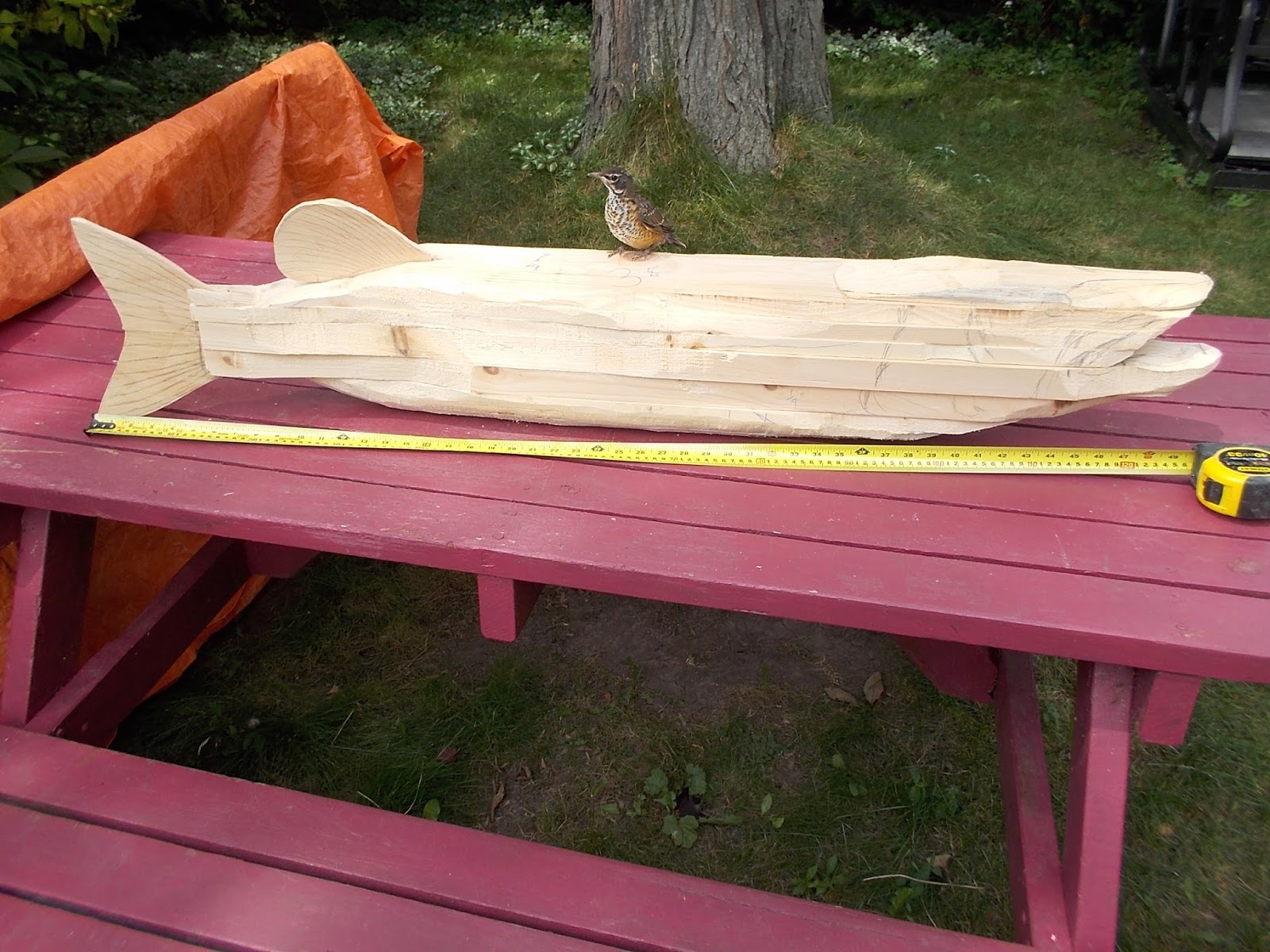 CHARLES WEISS ART: wood carved muskie in progress