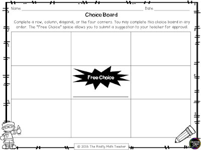 Transformation Tuesday: Math Menus- Choice Boards - The Routty Math Teacher
