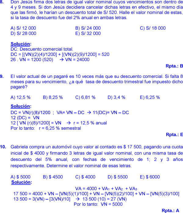 REGLA DE DESCUENTO COMERCIAL EJERCICIOS RESUELTOS PDF