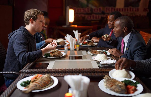 Rare PHOTOS - Facebook founder Mark Zuckerberg Eating Sadza