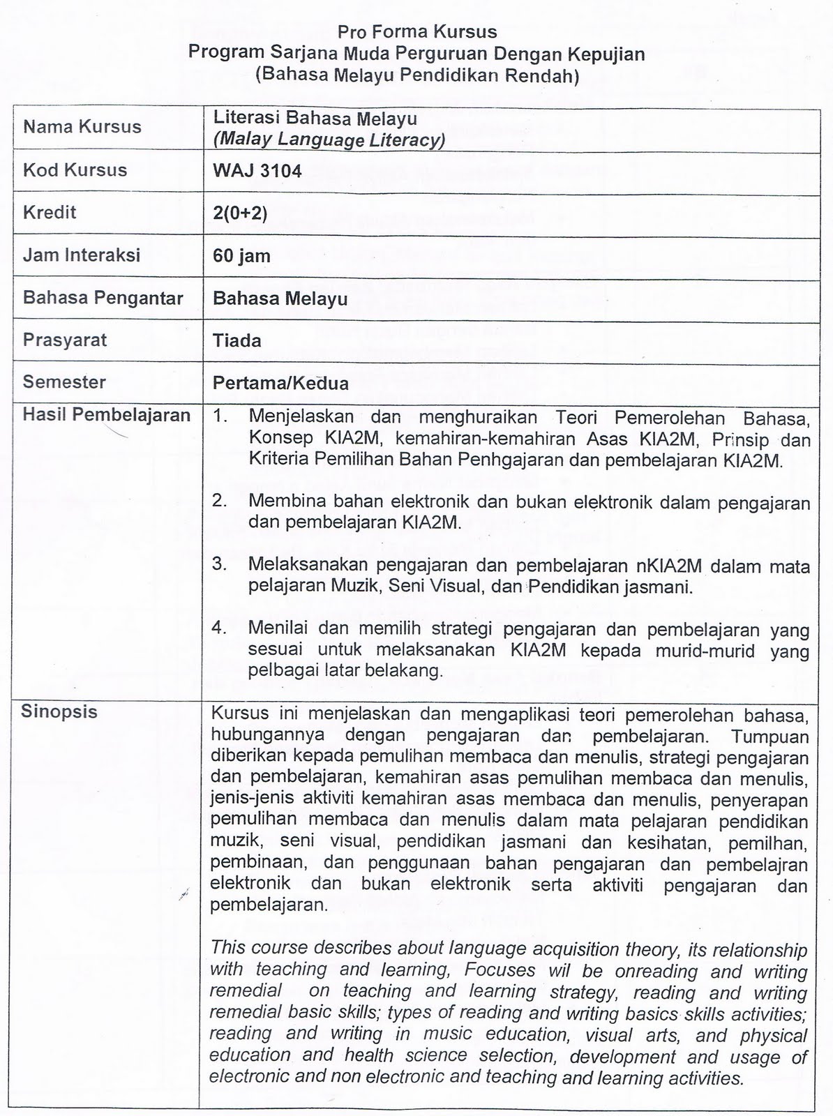 NoTa PISMP KS /:~...: Pro Form BM : Literasi Bahasa Melayu