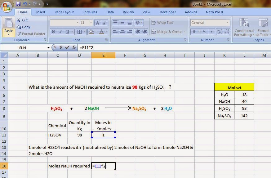 Chemineering: Excel Tutorial - 1 : Mass balance calculation using ...