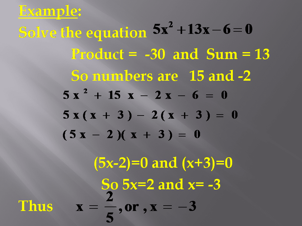 Math 10: CHAPTER 3 : SOLUTION OF QUADRATIC EQUATIONS