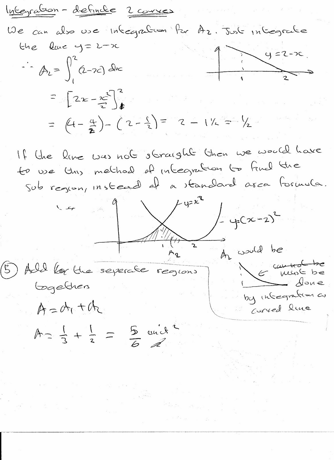 A Level Maths Notes: Integration - Definite - Part 4 Areas between two ...