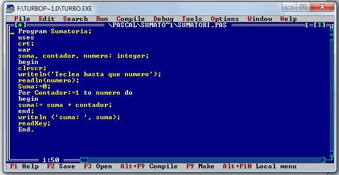 blog escolar. cbta 88: programas de Pascal: Sumatoria