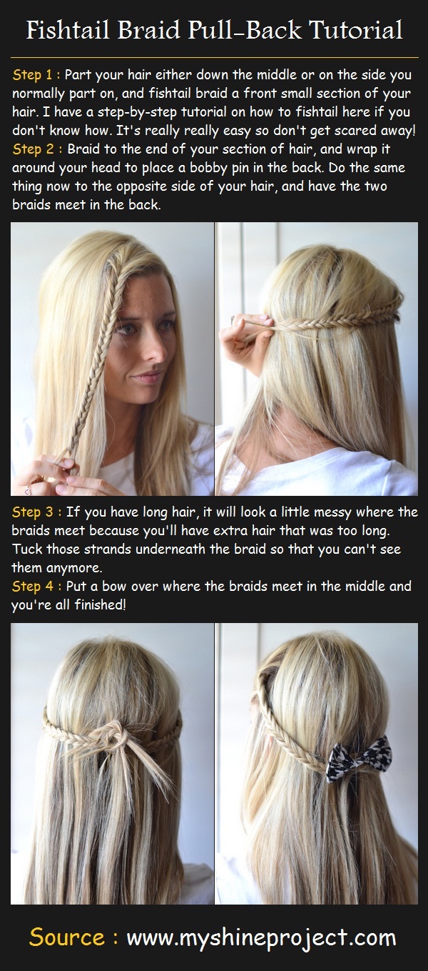 Fishtail Braid Pull-Back Tutorial | Pinterest Tutorials