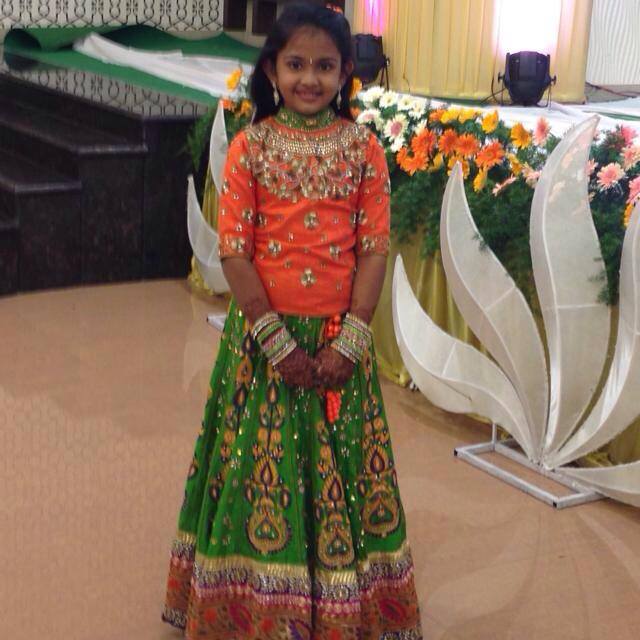 Baby in Orange High Neck Blouse - Indian Dresses