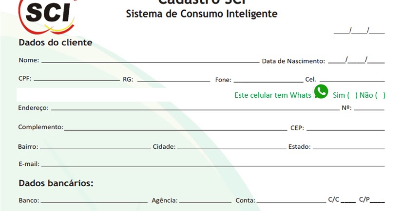 Suporte fácil SCI não oficial: FICHA DE CADASTRO SIMPLES