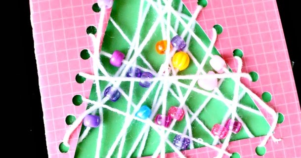 String Christmas Tree Card for Kids to Make | School Time Snippets