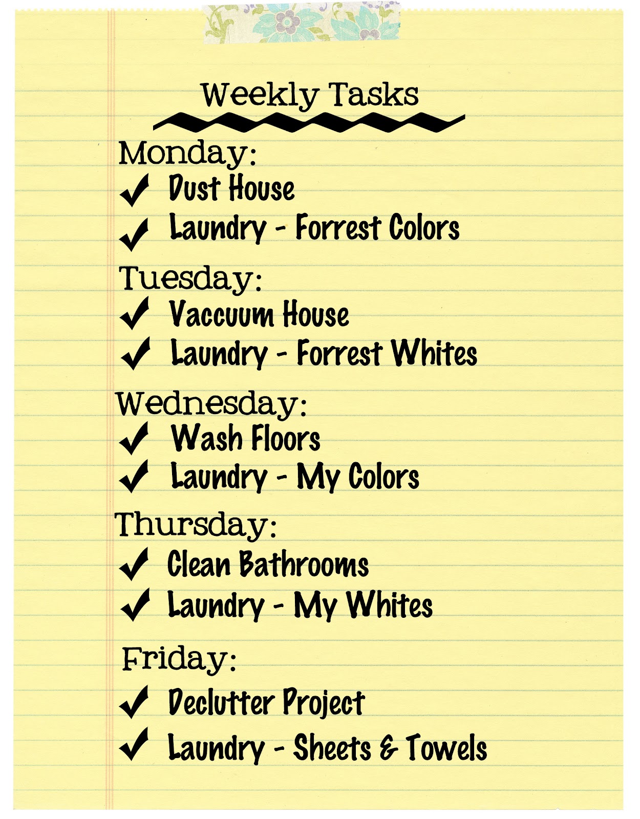 {southern bliss blog}: {Op Org: Weekly Tasks}