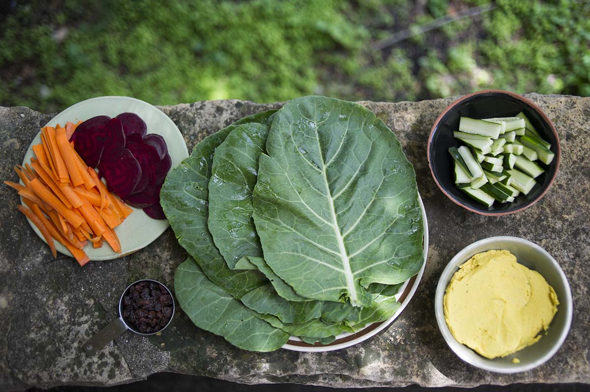 Collard Wraps: Two Ways