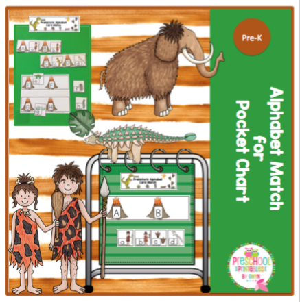 Dino Theme Alphabet Match Upper with Lowercase for Pocket Chart ...
