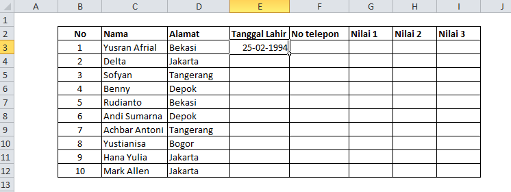 Mengatur Format Tanggal pada Excel - Oemah Belajar