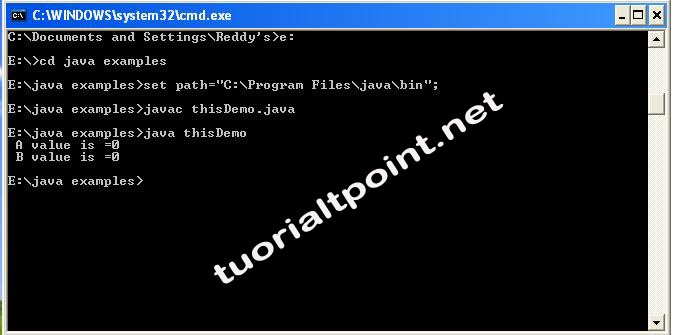 This Keyword In Java ~ Tutorialtpoint Java Tutorial C Tutorial Dbms Tutorial